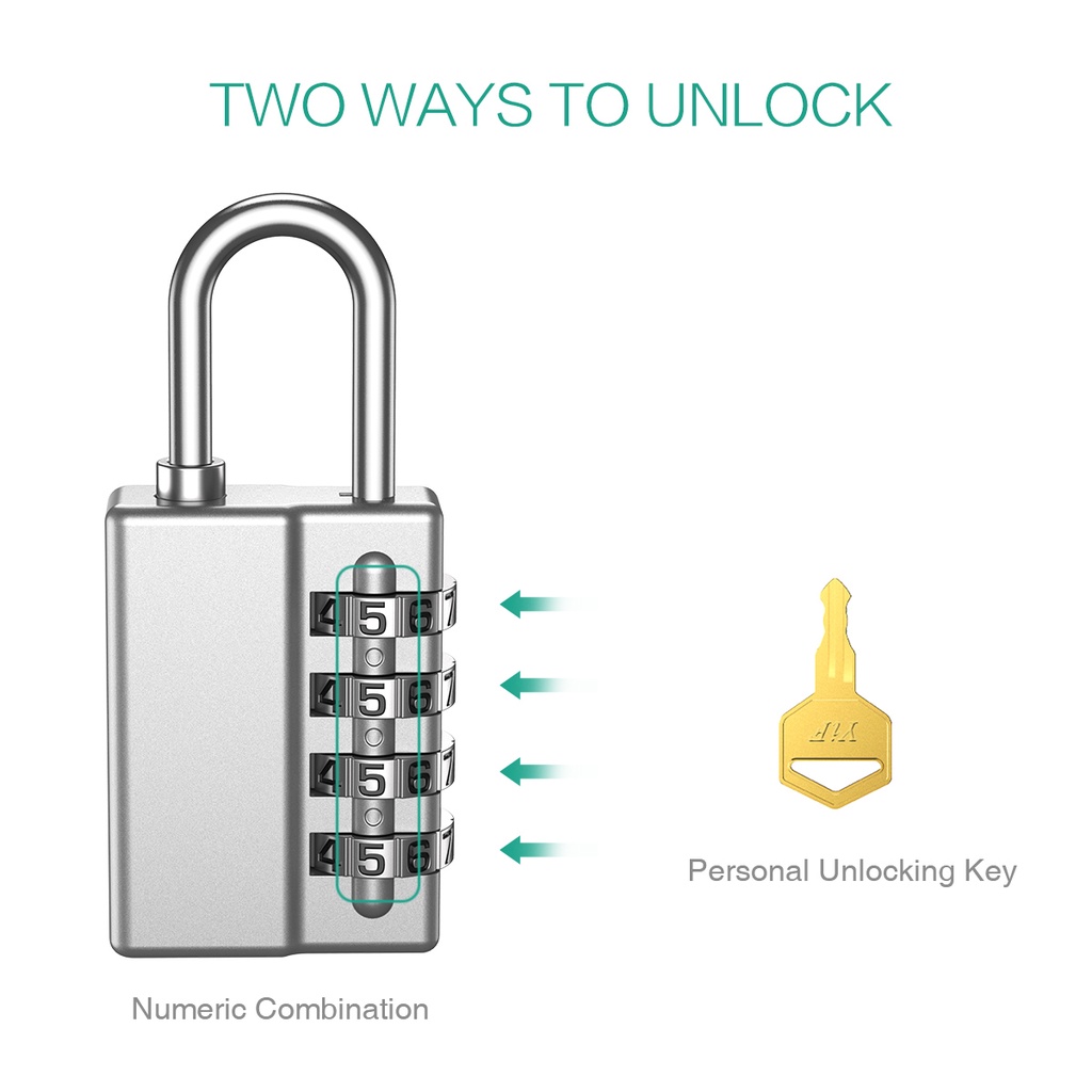 ความปลอดภัยของORIA 2PCS Luggage Travel Lock 4 Dial Travel Padlock ...