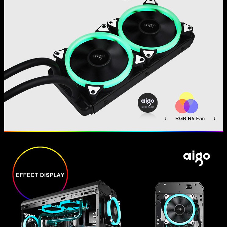 Aigo R3 /R5 PRO 120mm PC Case Fan RGB Cooler Adjustable Aurora RGB ...