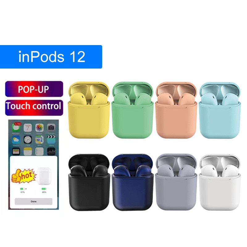 Inpods 12 Bluetooth Earphone 5.0 Wireless Earbuds TWS Headset Touch ...