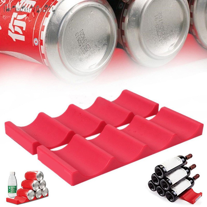 Bottle Stacker Silicone Mat Fridge Wine Rack Cans Organizer Jars Holder ...