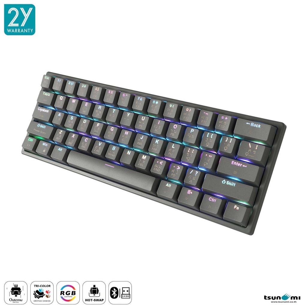Hot Swap คีย์บอร์ด เกมมิ่ง MK-61 MAX Compact Outemu Switch Mechanical ...