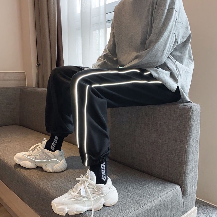 ES2020 กางเกงขายาวผู้ชายฤดูร้อนลำลองหลวม ขอบเรืองแสง สไตล์เกาหลี - es.shop28 - ThaiPick