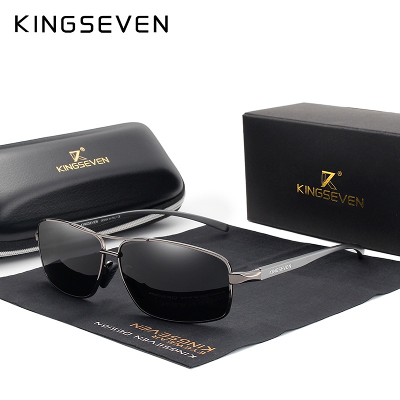 Kingseven Vintage Retro Brand Designer Men Polarized Sunglasses Square