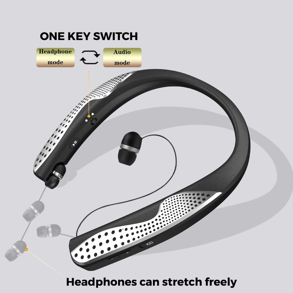 2021 New 2 in 1 Sports Bluetooth Headset Neck Hanging Wireless ...