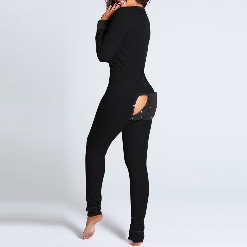 【new】2022 Women Onesies With Butt Flap For Adults Sexy Sleepwear Romper