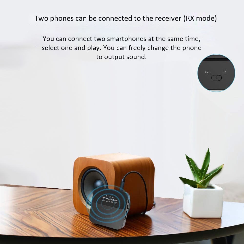 VIKEFON Bluetooth 5.0 Audio Transmitter Receiver Music AptX HD LL Low ...