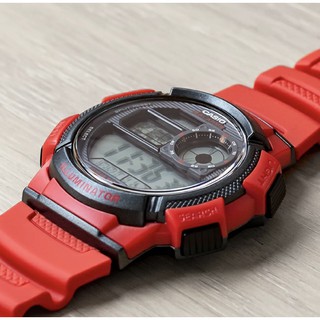 Casio AE-1000W-4A Digital Quartz AE1000W-4A Illuminator AE1000 Red ...
