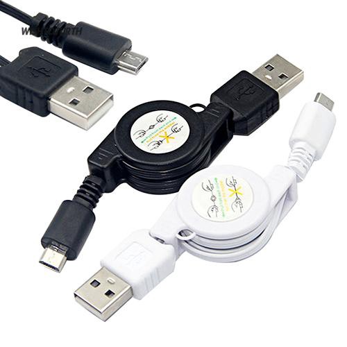 ☼WT Retractable Micro USB A to USB 2.0 B Male Cable Sync Data Charger ...