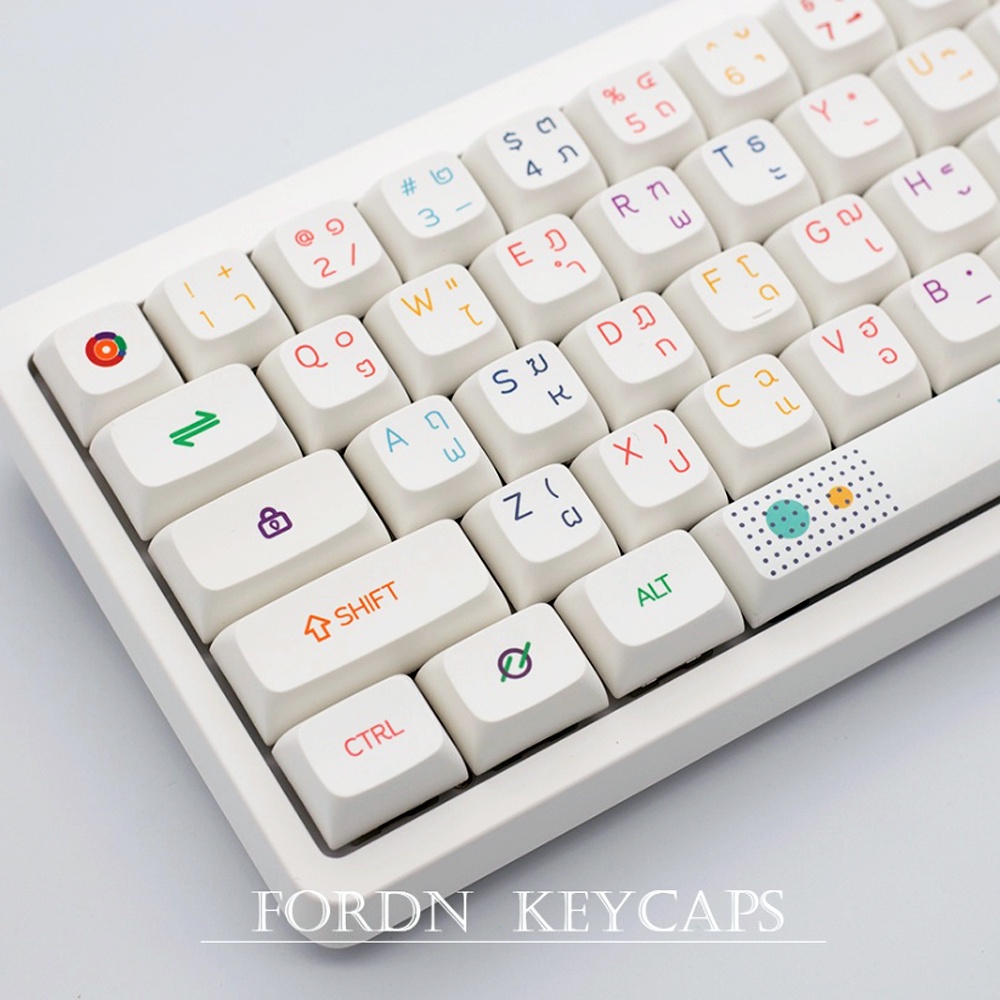 PBT Neon Keycaps แป้นพิมพ์ภาษาไทยThai keycap คีย์บอร์ด 127 คีย์ ...