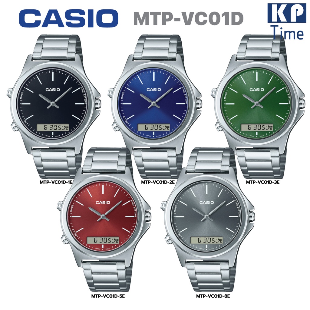 Casio นาฬิกาข้อมือผู้ชาย สองระบบ สายสแตนเลส รุ่น MTP-VC01D ของแท้ประกัน ...