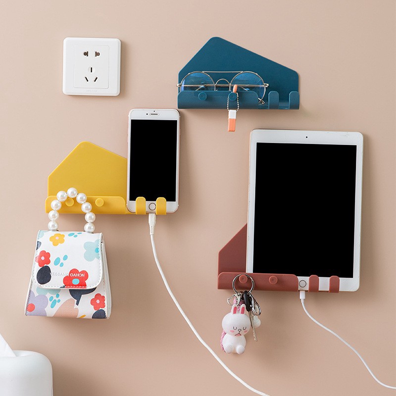 Wall-mounted Mobile Phone iPad Tablet Holder Socket Self-adhesive Shelf ...