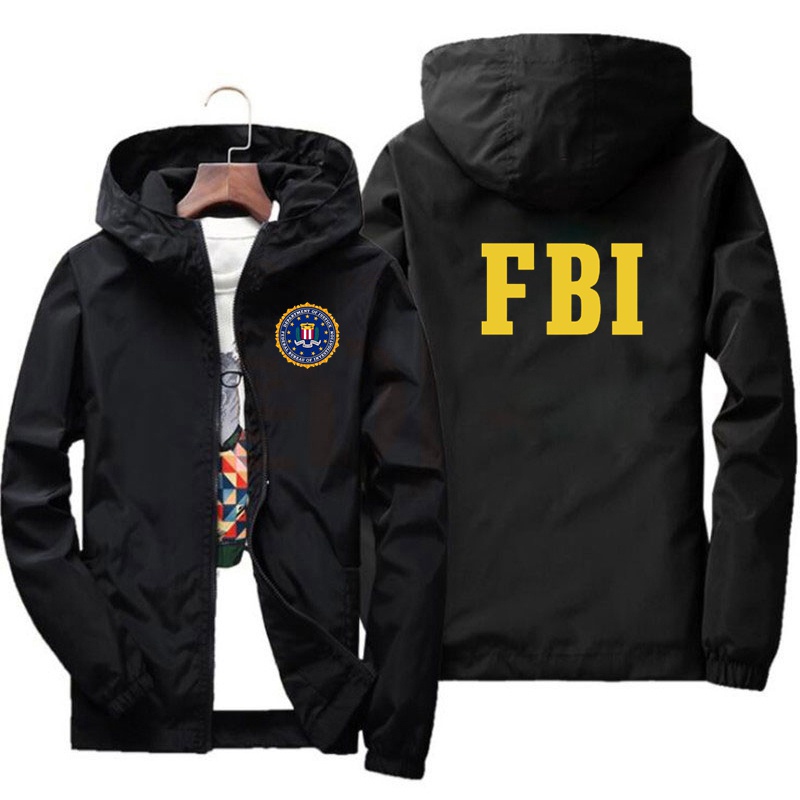 fashion Zipper Men women Hoodies Jacket FBI Print sport hip hop Casual Zip Up Unisex Long Sleeve ...