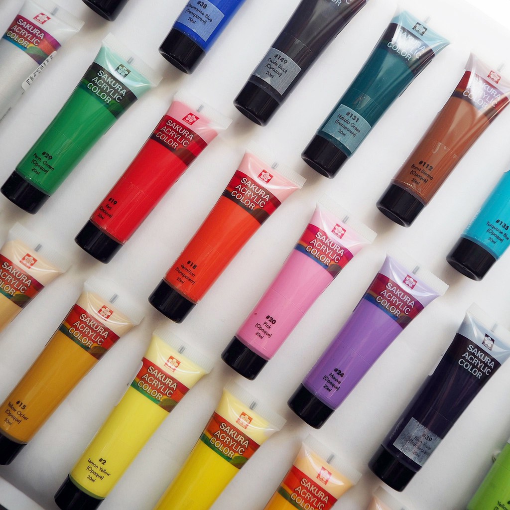 สีอะคริลิค Sakura 20 มล. ซากุระ 1 หลอด sakura acrylic color 20ml (ชุด ...