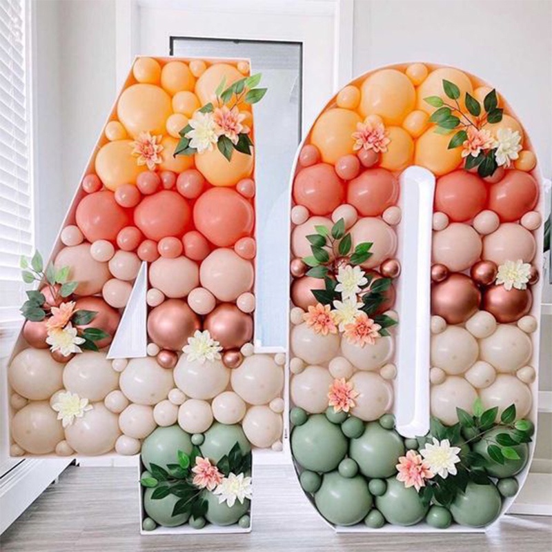 ☢ 73cm DIY Blank Balloon Number Filling Box 0-9 Number Balloons Frame ...