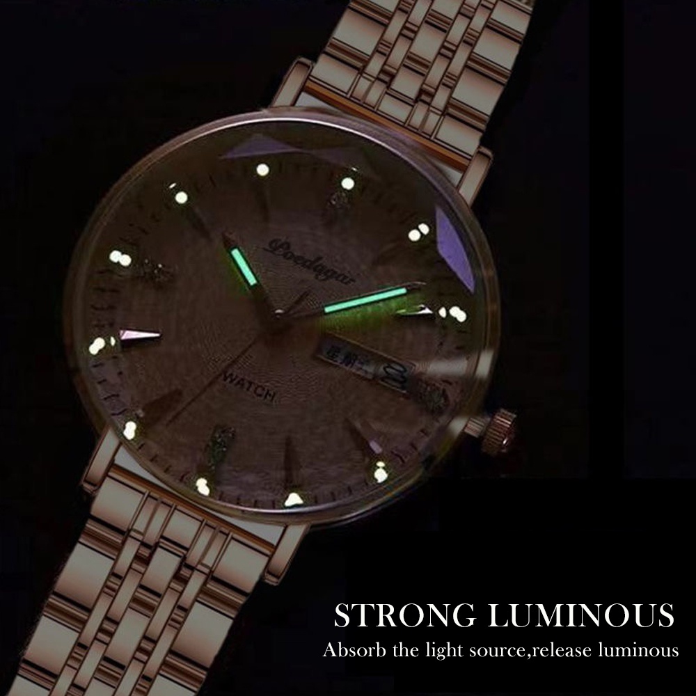 POEDAGAR Women Watch Rose Gold Stainless Steel Mesh Japan Quartz ...