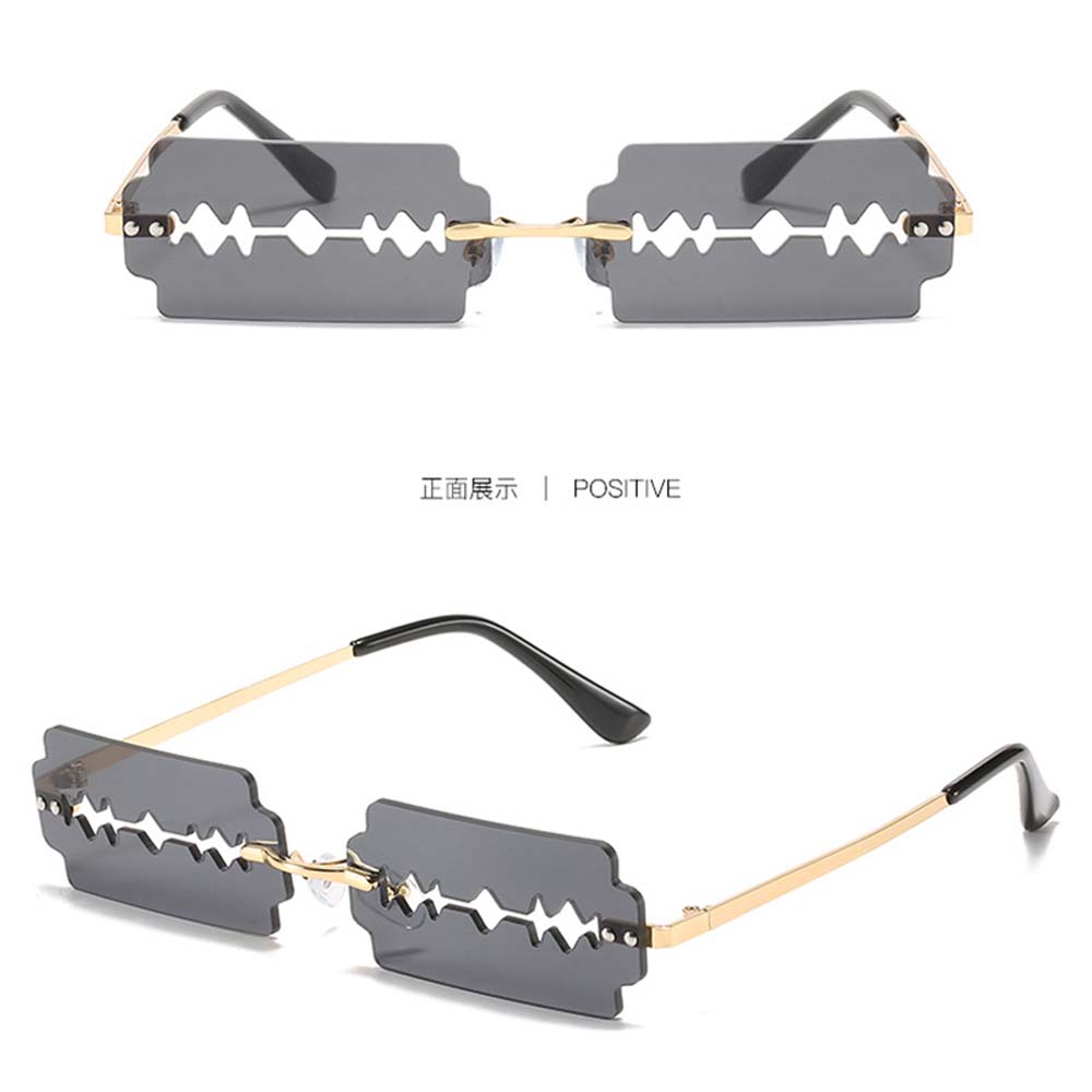QQMALL Fashion Rimless Outdoor Eyewear Street Shot UV400 Protection ...