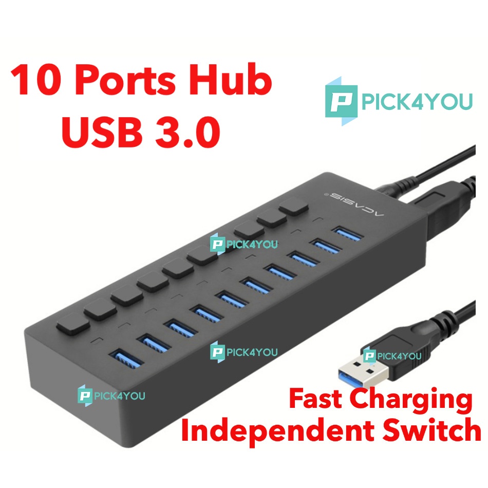 Usb Hub 10 Ports USB 3.0 (พร้อมส่ง) with Fast Charging (Acasis HS710 ...