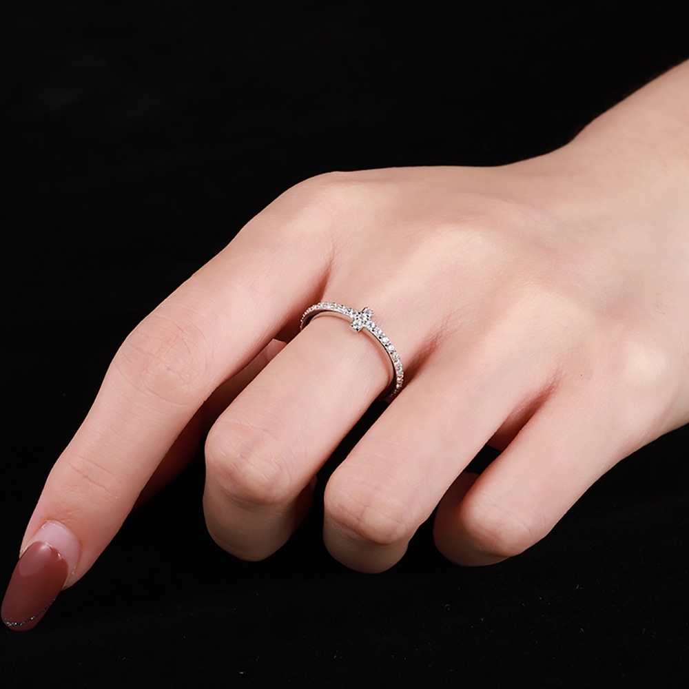 925 Sterling Silver Sparkling Sona Diamond Moon Stars Finger Rings for Women Couples Trendy ...