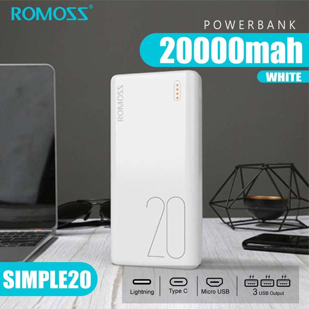 OriginalRomoss 20000mah High Capacity Dual USB Output 3 Input Powerbank ...