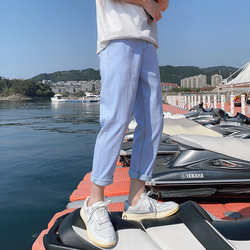 New light-colored pants men's tide brand casual wild 2020 autumn loose ...