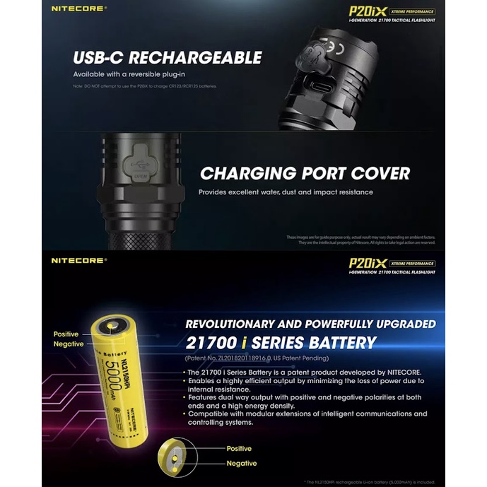 2021ใหม่ล่าสุด NITECORE P20iX 4000Lms CREE XP-L2 V6 4LED ไฟฉายแบบชาร์จ ...