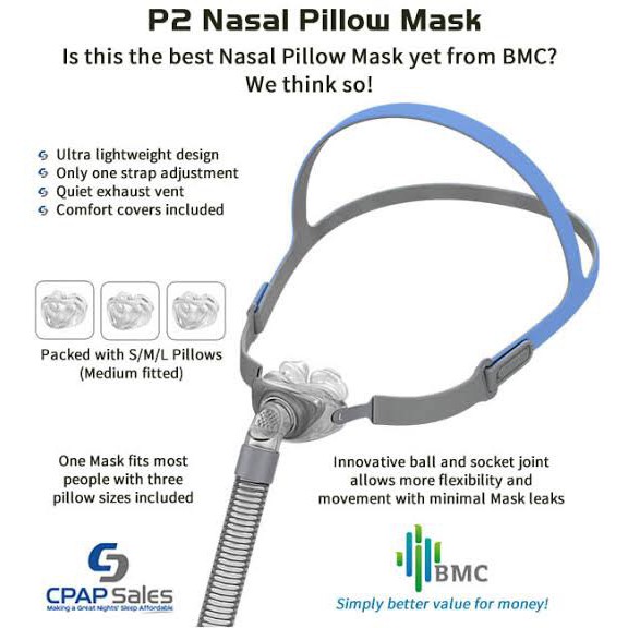 (พร้อมส่ง) BMC CPAP P2 NAsal Pillow Mask - bmcmedicalthailand - ThaiPick