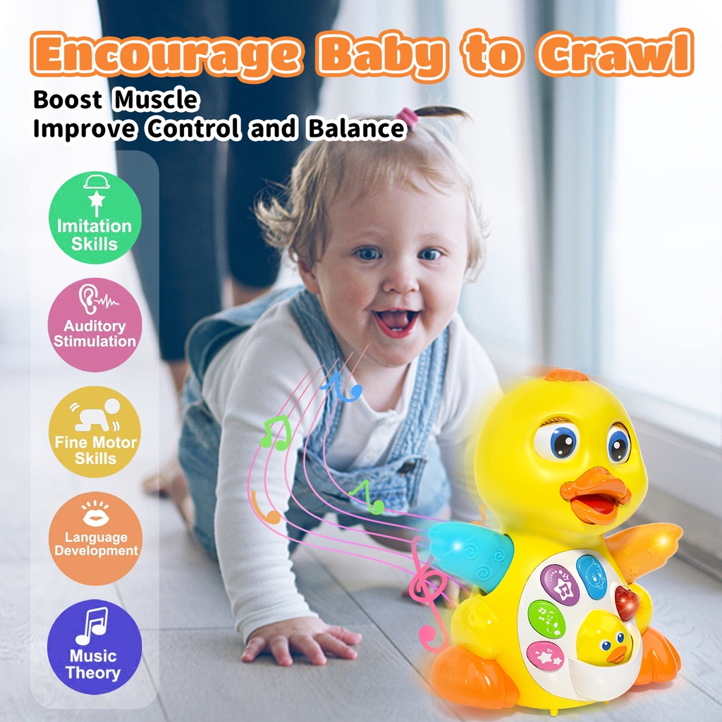HOLA Baby Early Development Crawling Toys - Interactive Walking Duck ...