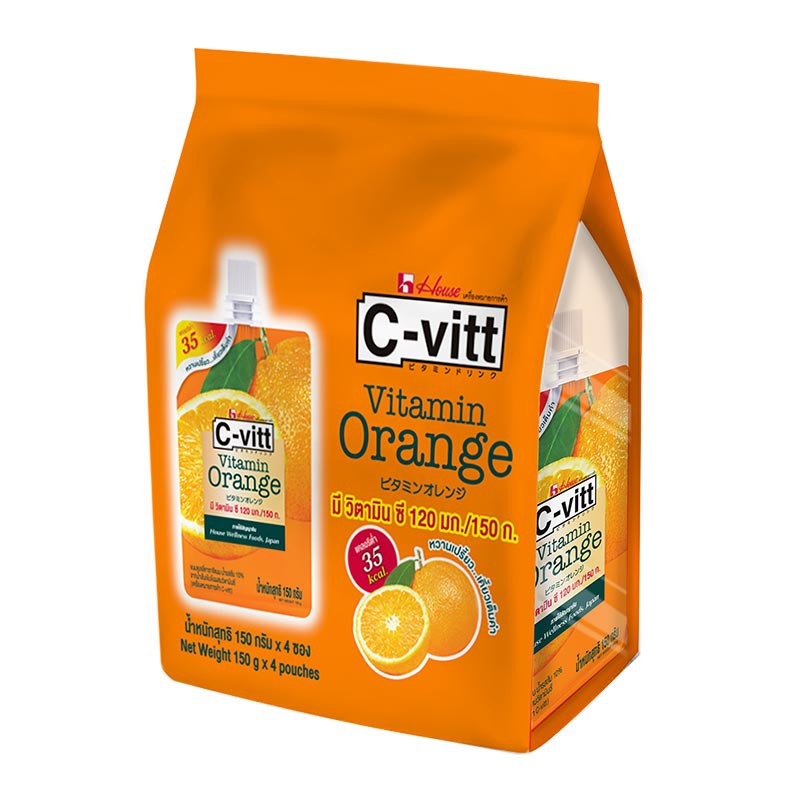 C-VITT ซีวิท รสส้ม ขนาด 150กรัม ยกแพ็ค 4ซอง น้ำรสส้ม10% น้ำส้มเข้มข้น ...