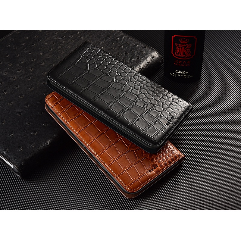 Crocodile Genuine Flip Leather Case For Huawei Honor 6A 6C 6X 7A 7C 7X ...