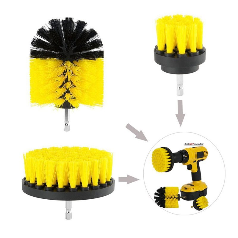 3PCS/set Drill Cleaning Brush Round Head Power Scrubber Stiff Bit Pad ...