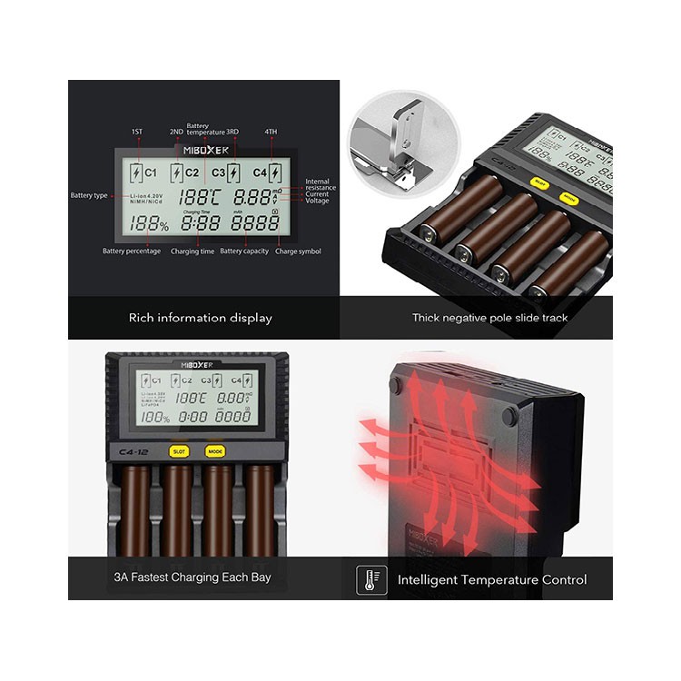 พร้อมส่ง 3A ทุกช่อง เครื่องชาร์จเร็ว Miboxer C4-12C4 Plus Universal ...