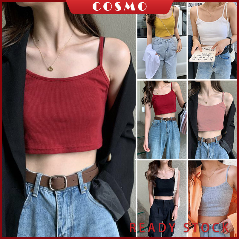 Cosmo เสื้อกล้ามยืดหยุ่น Bodycon 7 สีพลัสไซส์ S-3Xl สําหรับสตรี - cosmofashioncenter1.th - ThaiPick