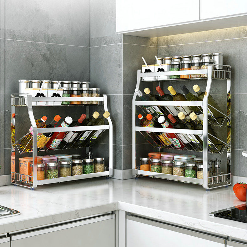 304Stainless Steel Kitchen Spice Rack Wall-Mounted Multifunctional ...
