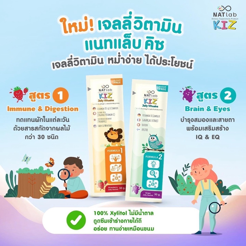 (1กล่อง) วิตามินเยลลี่ พกง่าย อร่อย เจลลี่วิตามิน NATlab Kiz แนทแล็บ ...