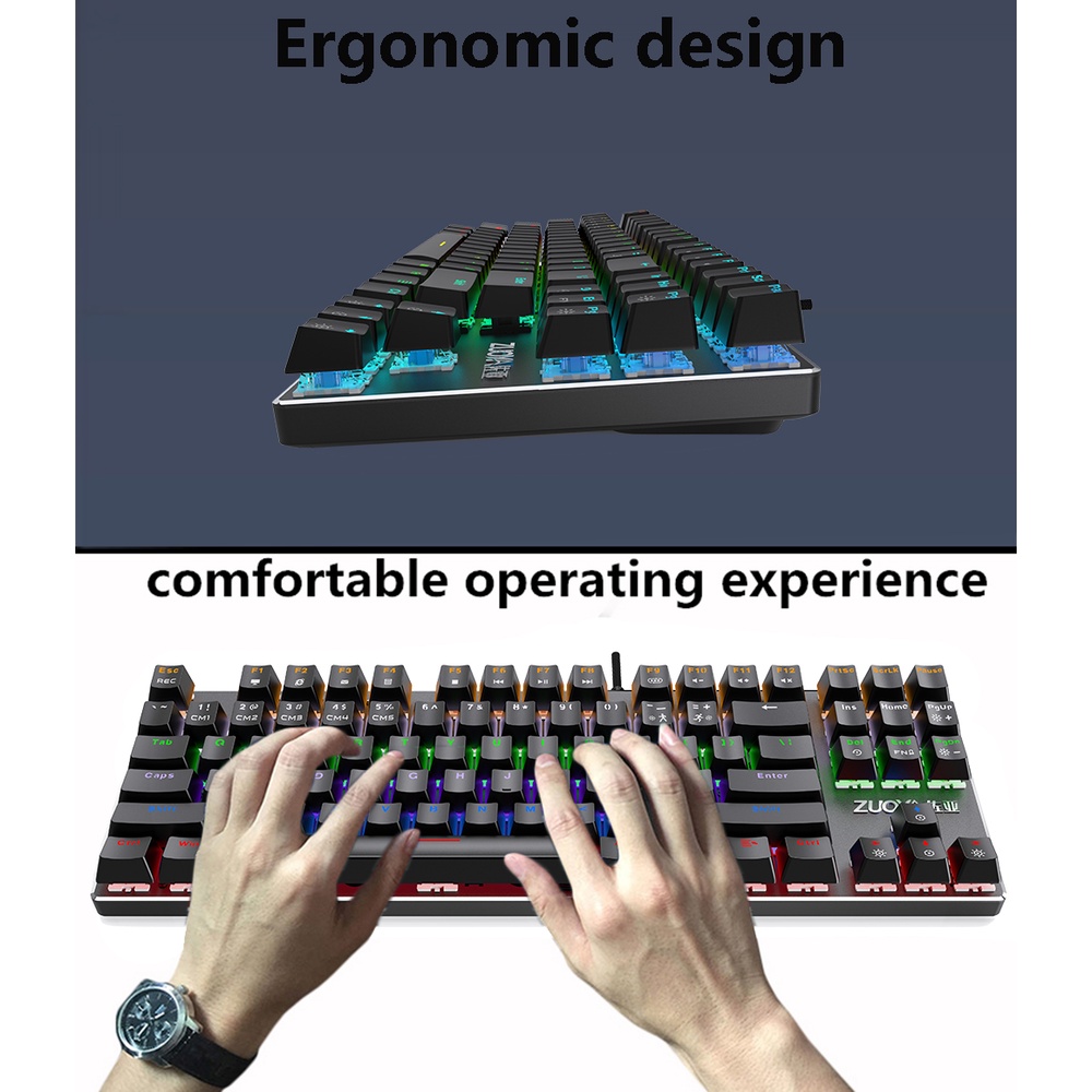 Gaming Mechanical Keyboard Blue Red Switch 87key RUUS Wired Keyboard ...