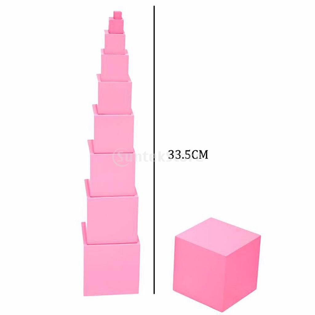 Pink Tower Wooden Cube Stacking Blocks Early Childhood Kids Educational ...