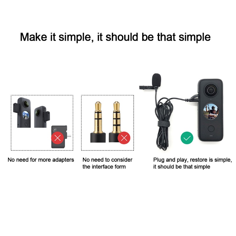 Will Lavalier Microphone for INSTA-360 ONE X2 TypeC Vlog Recording ...