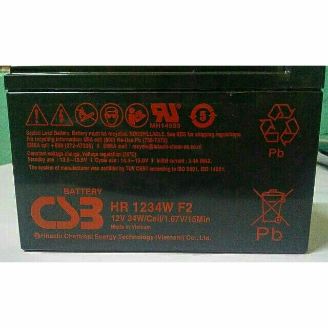 แบตเตอรี่เครื่องสำรองไฟ APC CSB BATTERY HR1234W เทียบได้กับ 12V ...