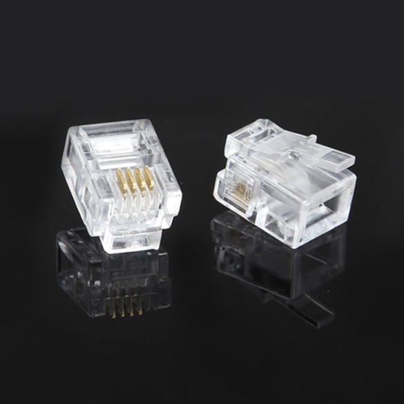 100X4 Pin RJ11 RJ-11 Modular Phone Crystal Plug Connector ส่วนลด100 บาท ...