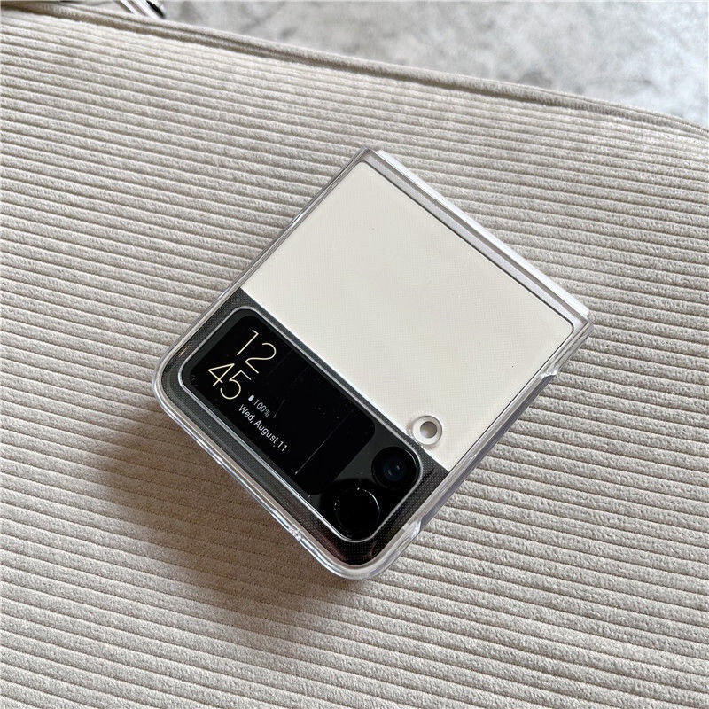 เคสโทรศัพท์มือถือแบบแข็ง ใส กันกระแทก เรียบง่าย สําหรับ Samsung zflip4 ...
