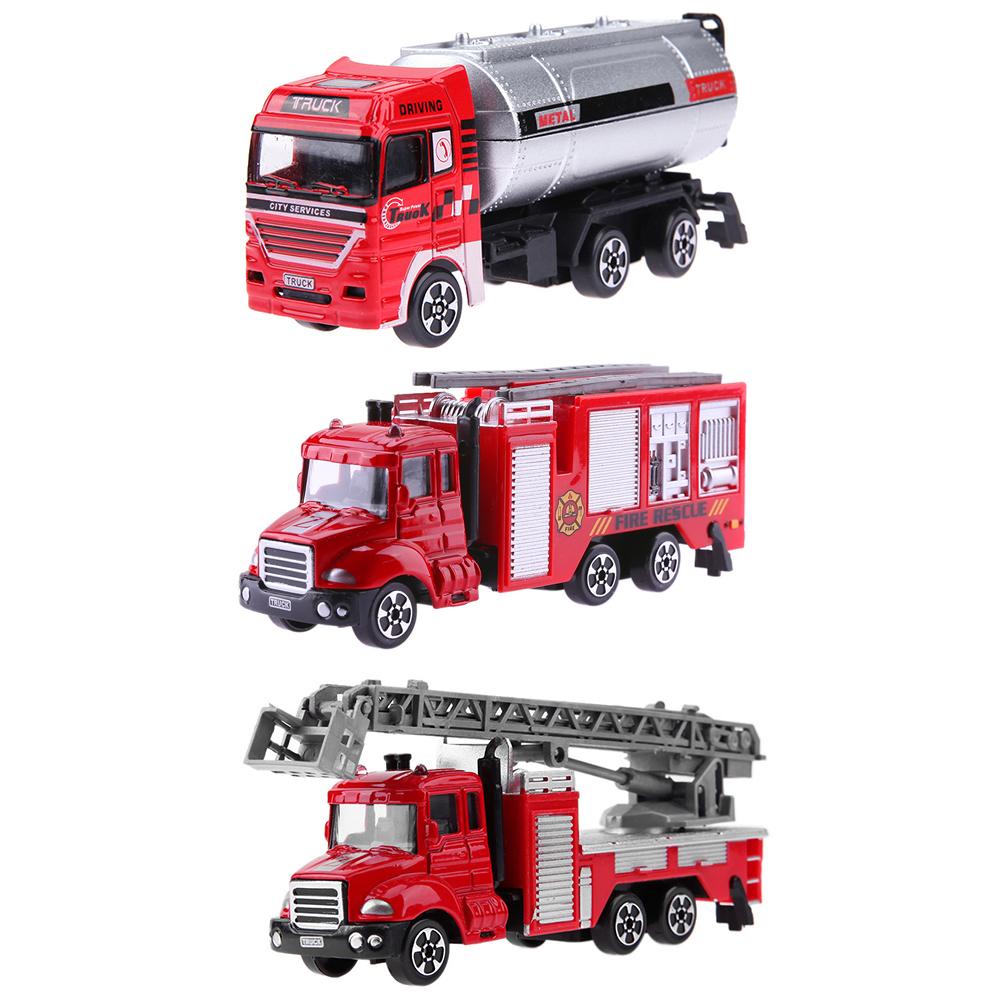 High Simulation Mini Fire Engine Model Alloy Vehicles Truck Toy Kids ...