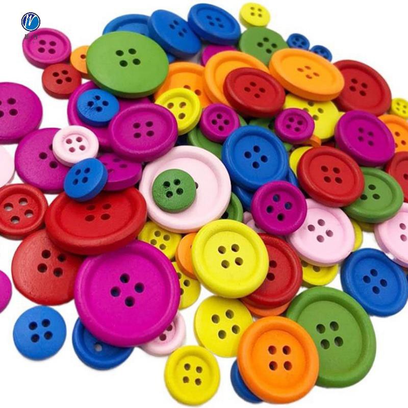 500 Pcs Wooden Round Craft ButtonsMixed Color Buttons for Crafts yAem ...