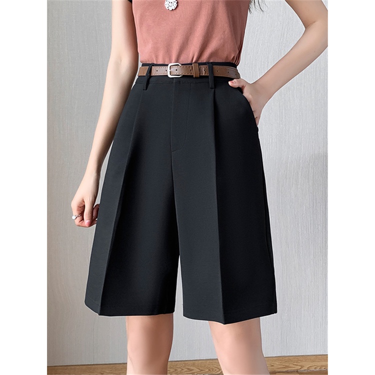 Seoulish Summer Formal Wide Leg Women39s Half Pants with Belted 2022 ...