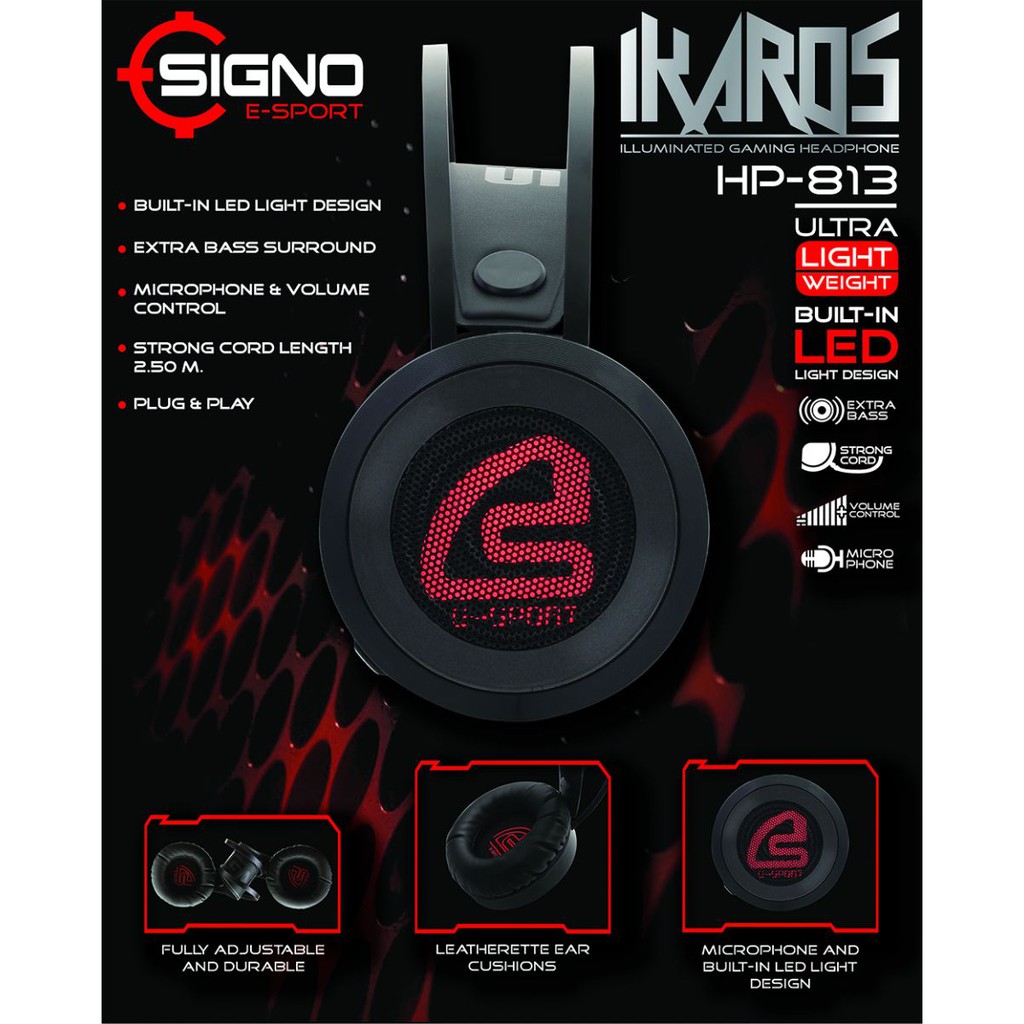 หูฟัง SIGNO E-Sport Gaming Headphone รุ่น IKAROS HP-813BLK | Shopee ...