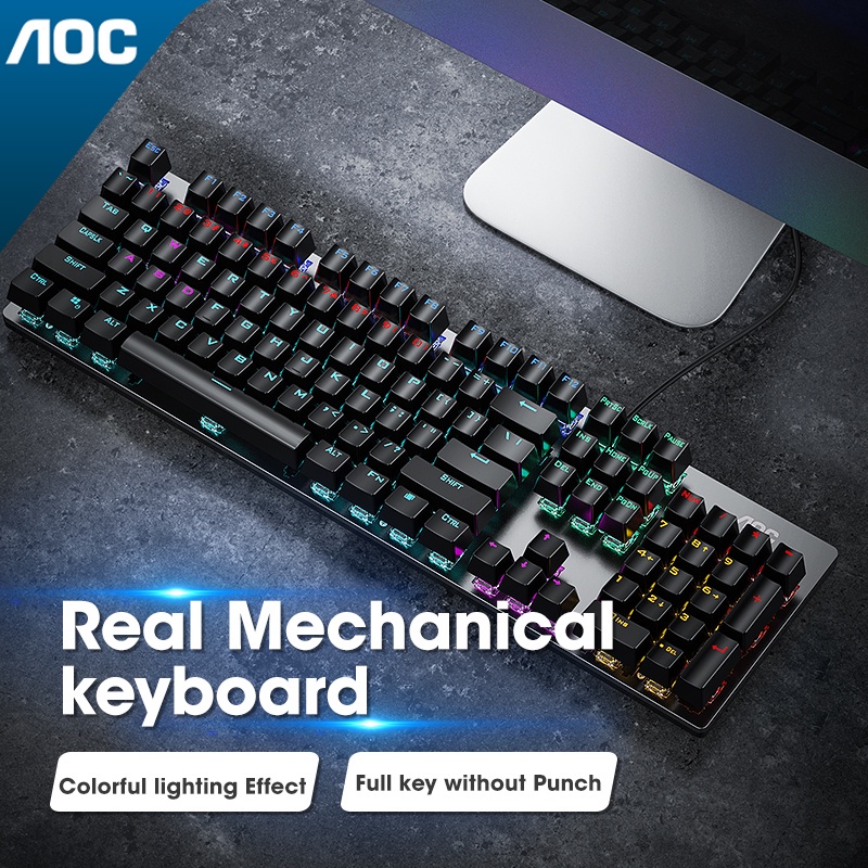 ♠ AOC GK410 Mechanical Gaming Keyboard RGB Colorful Luminous Keyboard ...