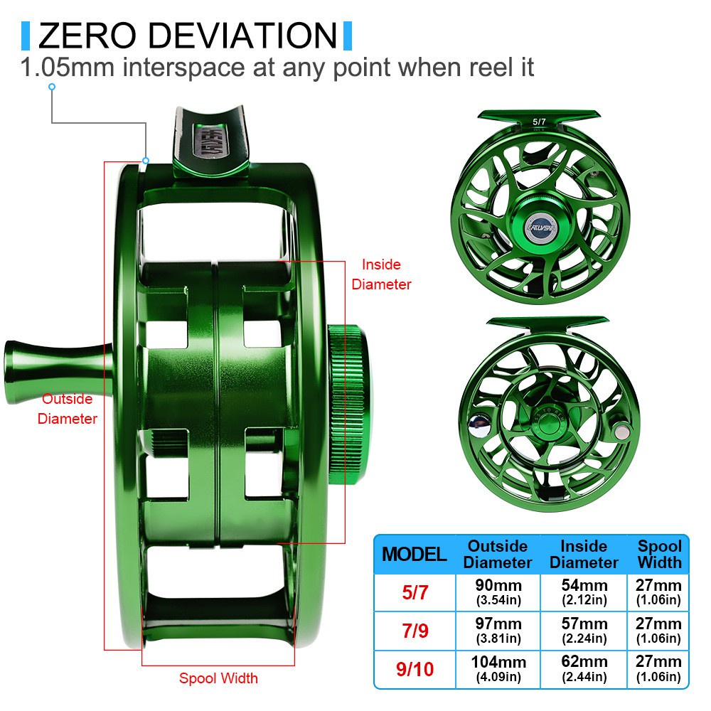 PROBEROS อลูมิเนียม Fly Fishing Reel 2 1BB Gear Ratio 11 ปรับบรรเทาตก ...