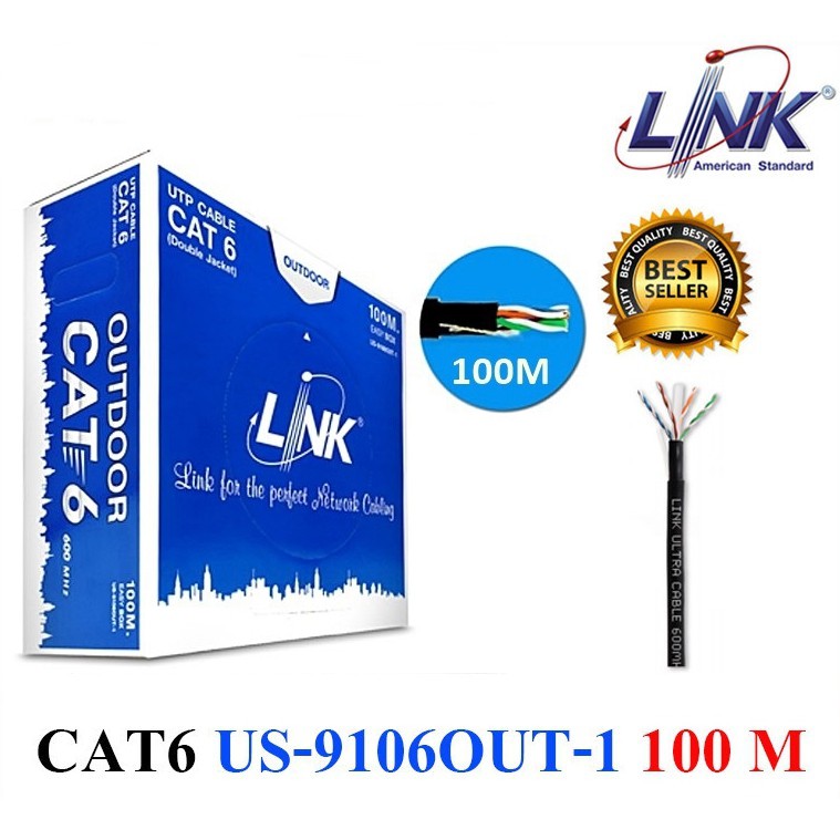 สายแลน LINK (US-9106OUT-1) CAT6 UTP Cable (100mBox) Outdoor Original ...