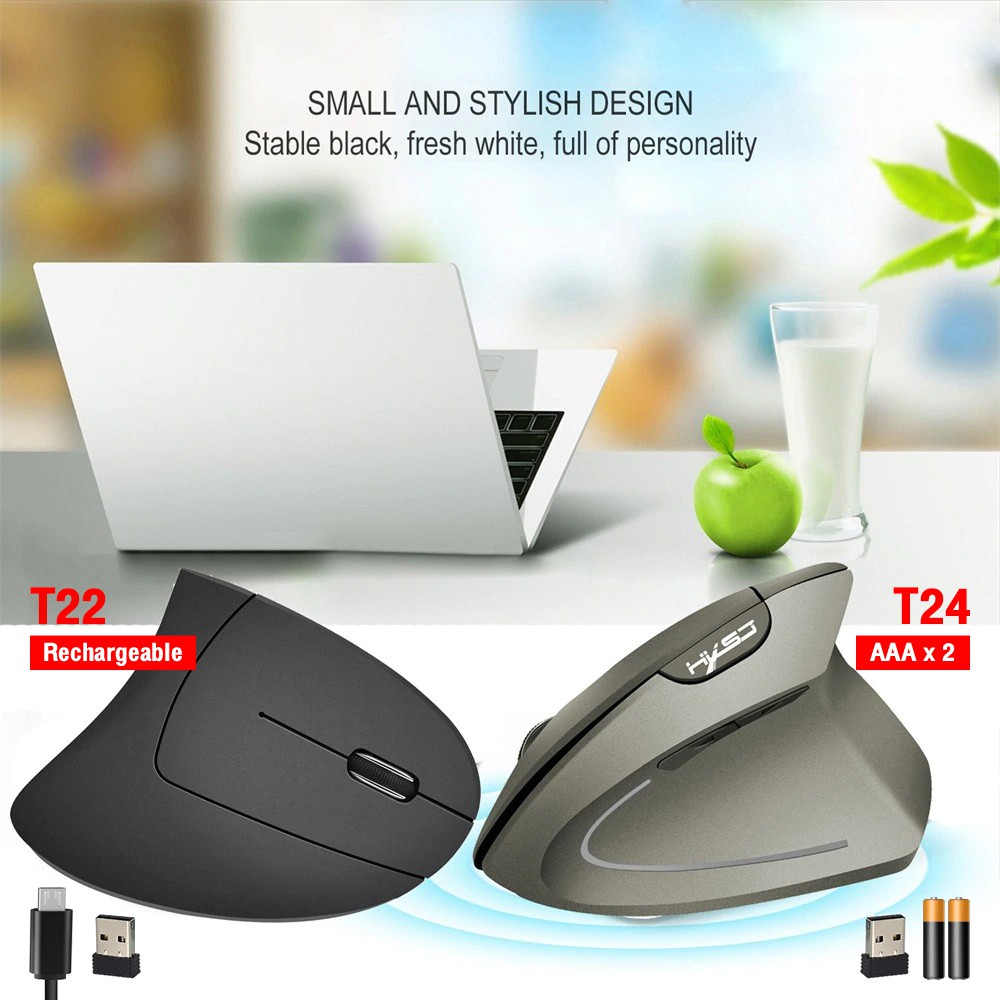 HXSJ T22 l T24 Ergonomic Vertical 2.4Ghz Wireless Mouse เม้าส์ไร้สาย ...