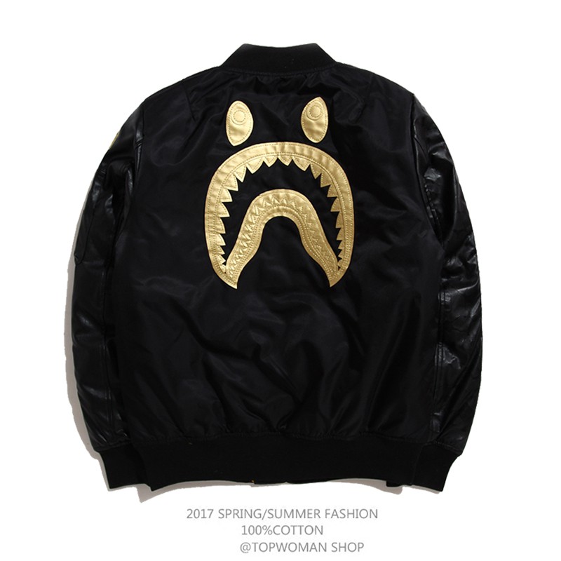 NEW BAPE Shark Jacket black gold shark winter coat - angienatnisha ...