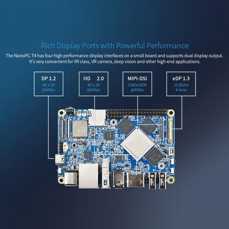บอร์ดทดลอง NanoPC-T4 Rockchip RK3399 4G LPDDR316G EMMC RAM Dual Band ...